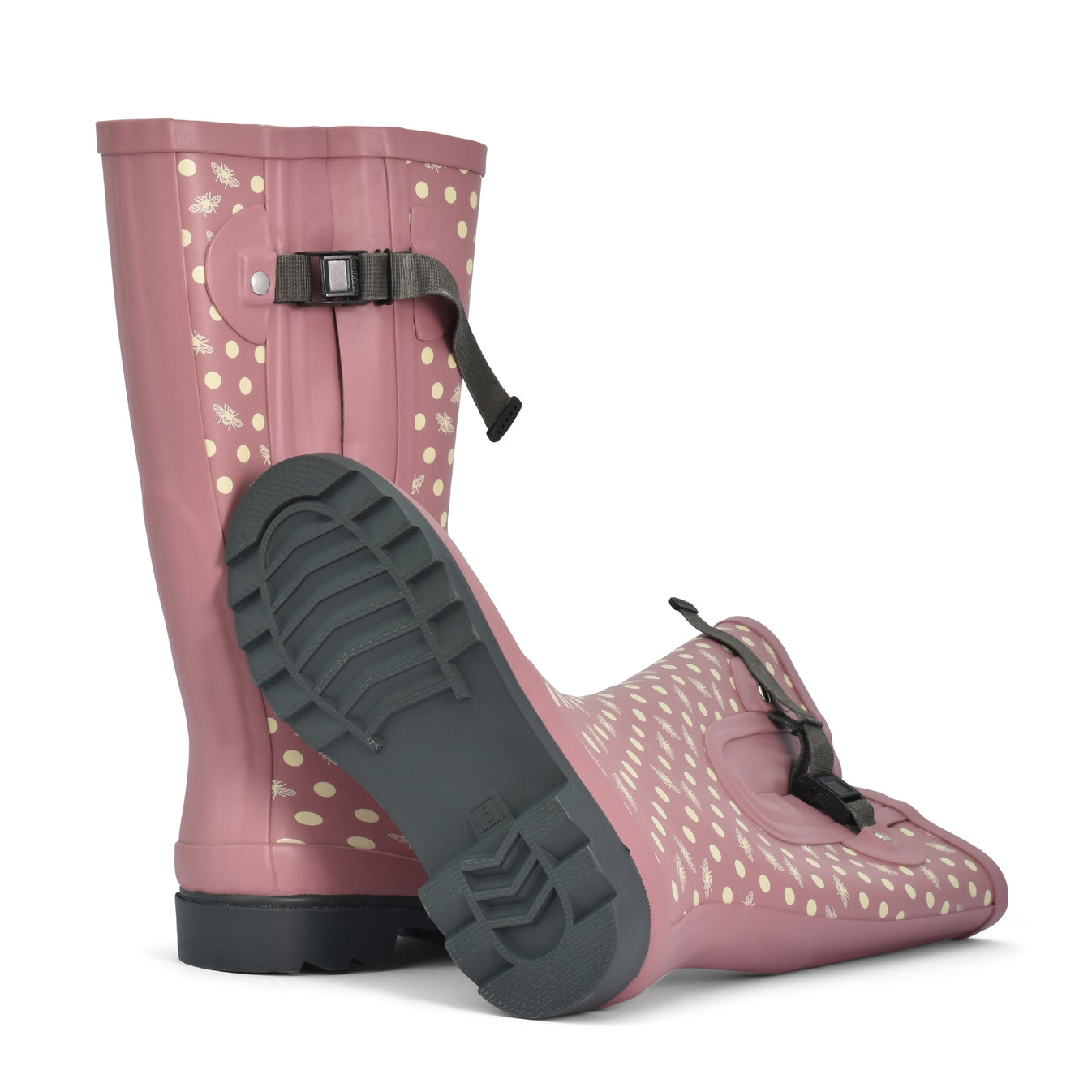 Pink Polka Bees Tall Wide-Calf Wellies – Slimmer Fit to the Foot – The ...