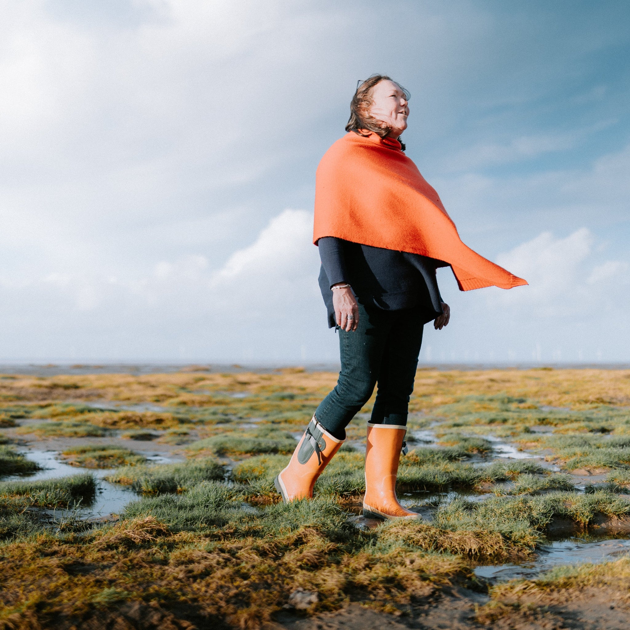 Tall Orange Wide-Calf Wellies (Rain Boots) – Expandable Fit up to 50 c ...